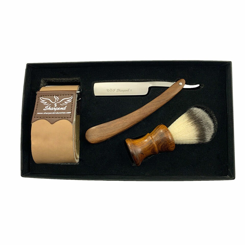 Shave Kit Set Straight Razor Shaving Brush&Leather Strop Gift for Man ...