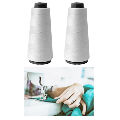 2 Spools White Sewing Thread 1000 Meters 3280 Feet Sew Fabric ...