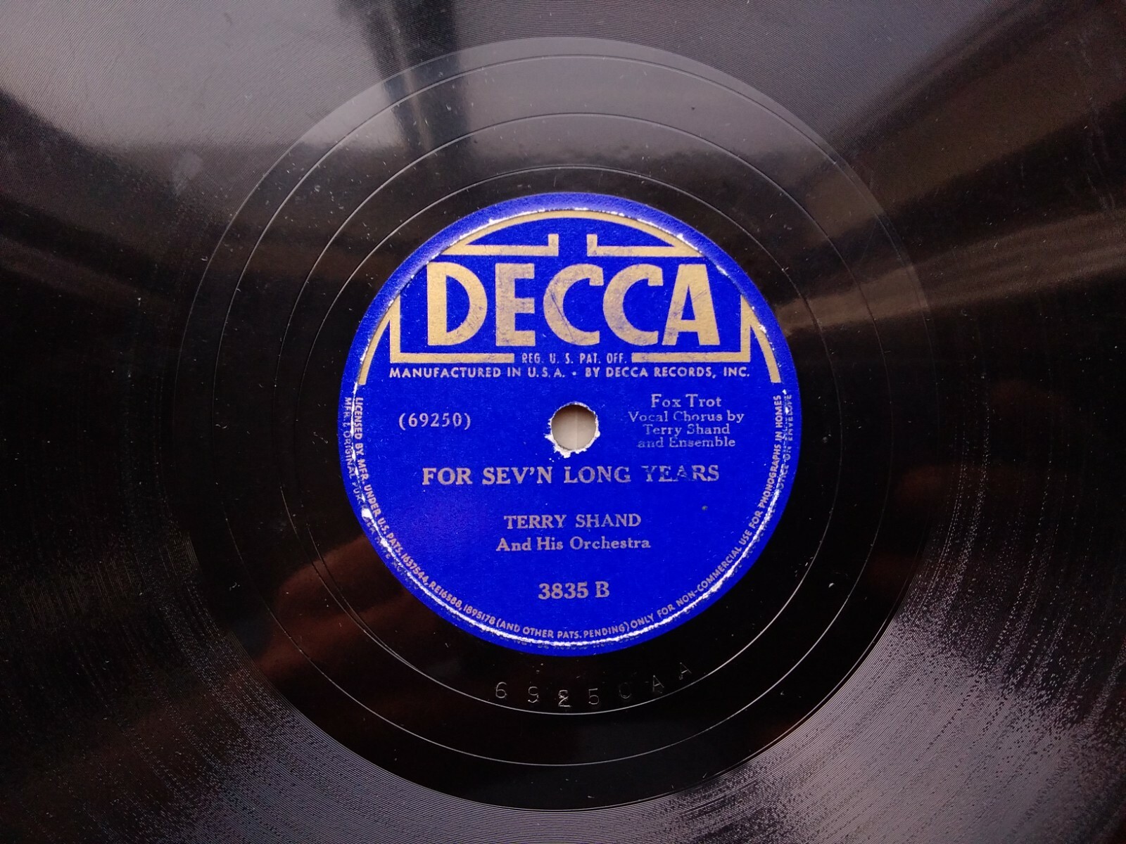 Terry Shand 78rpm Single 10-inch Decca Records #3835 Cindy | eBay