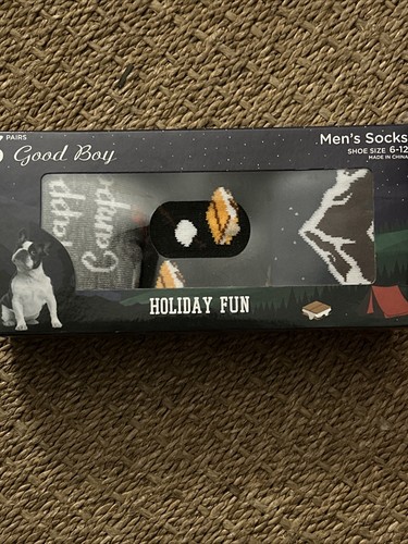 Super Cute 3 PAIRS GOOD BOY HAPPY CAMPER MEN'S GIFT BOX SOCKS New In ...