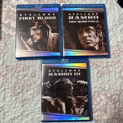 Rambo 1 - 3 Blu-Ray Lot. Sylvester Stallone. First Blood 1 & 2 and ...
