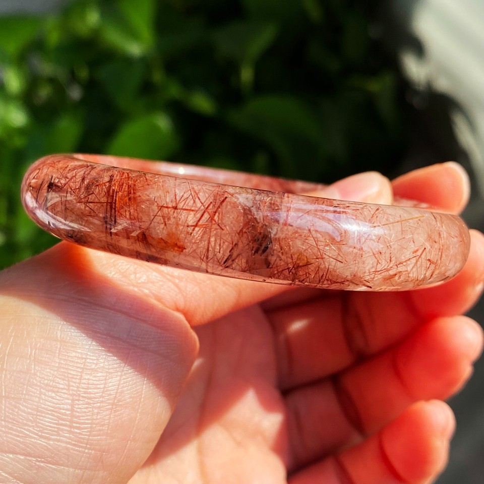 56.4mm Natural Red Copper Rutilated Quartz Crystal Bangle AAAA C1 | eBay