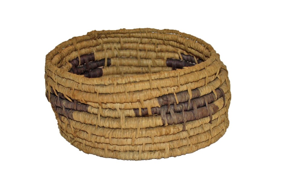 Native American Woven Straw Grass Basket 6" Diameter | eBay