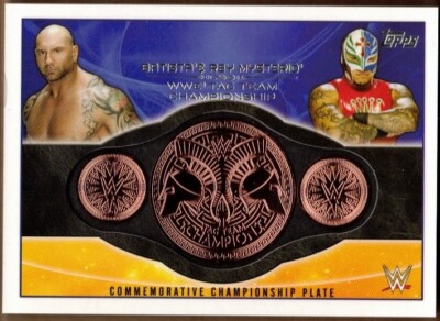 2015 TOPPS WWE CHAMPIONSHIP PLATES BATISTA AND REY MYSTERIO | eBay