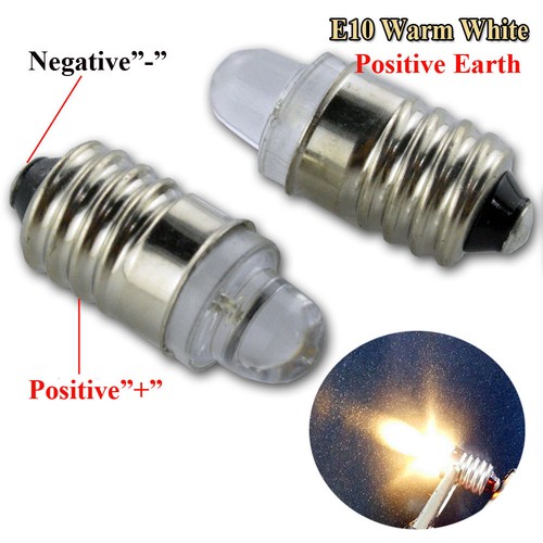 4pcs LED E10 Screw Lens Bulb DC3V POSITIVE EARTH for 2-Cell Replacement ...