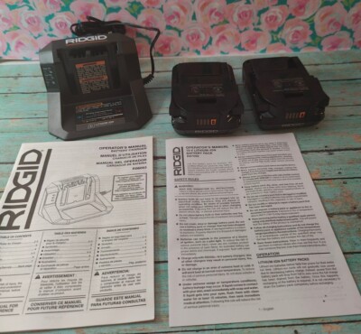 Ridgid 2x Battery & Charger R87002 & R86093 NEW 2ah batteries + Charger ...