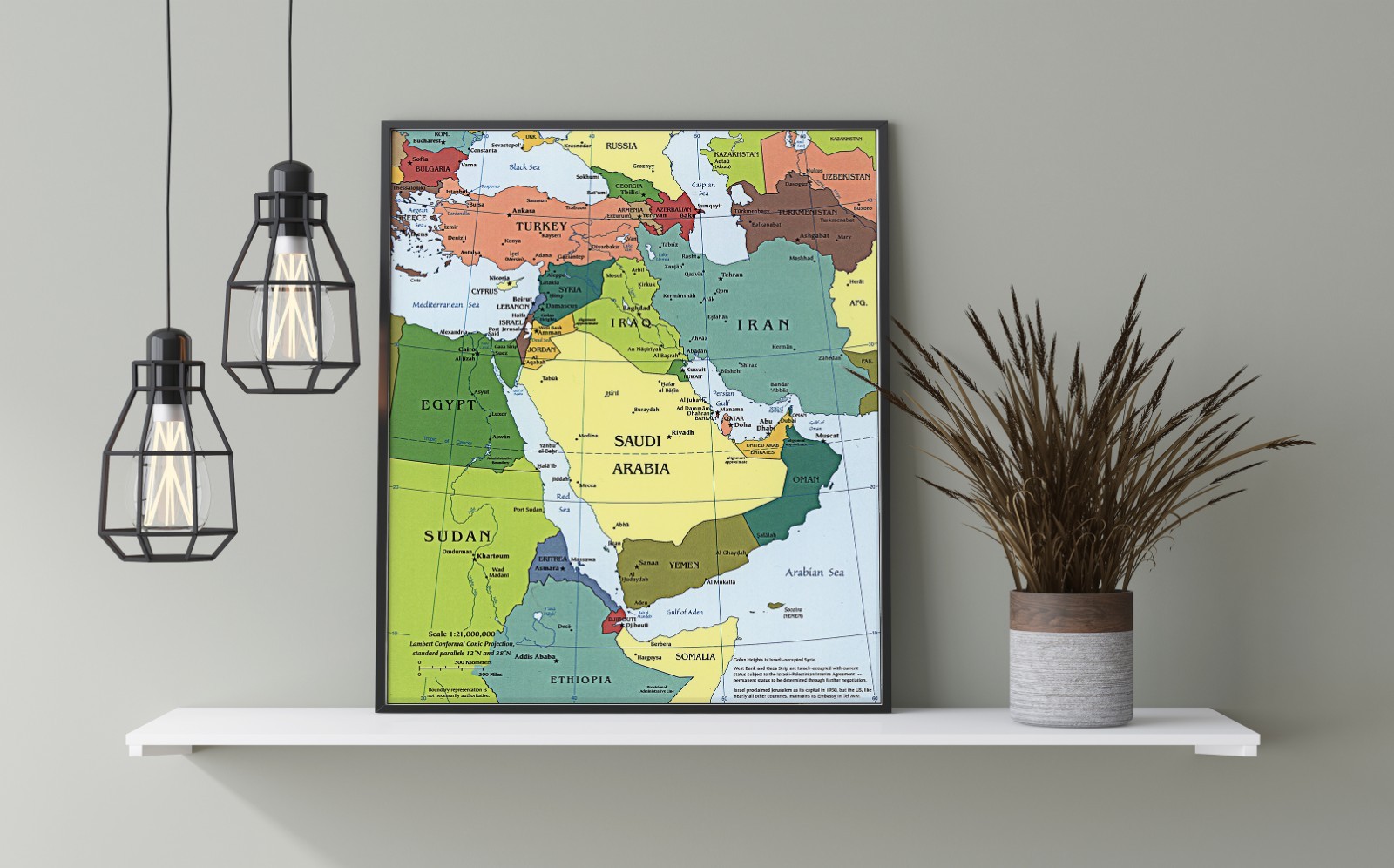 2003 CIA Map Political Middle East War Israel Gaza Iran Iraq Lebanon ...