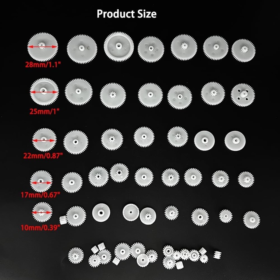 58PCS Small Gears Set Plastic Module 0.5 for DC Motor DIY Model Toys ...