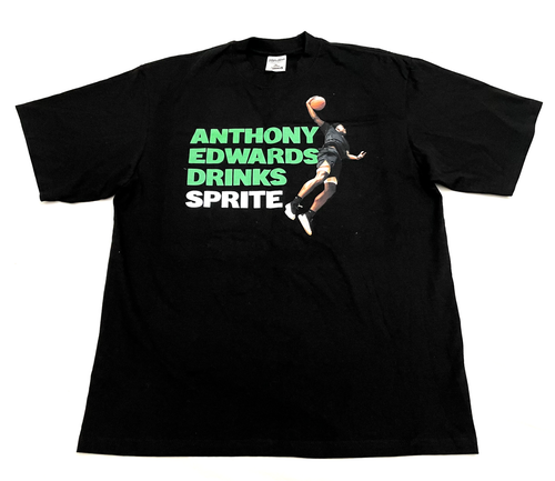 Anthony Edwards Drinks Sprite Promo T Shirt Men's XL Black Double Sided ...