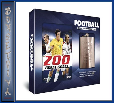 FOOTBALL - 200 GREAT GOALS - DVD & HIP FLASK GIFT SET **BRAND NEW ...