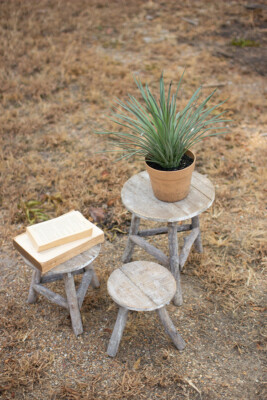 Recycled Wooden Display Stools Rustic Reclaimed Wood Plant Stand Tables ...