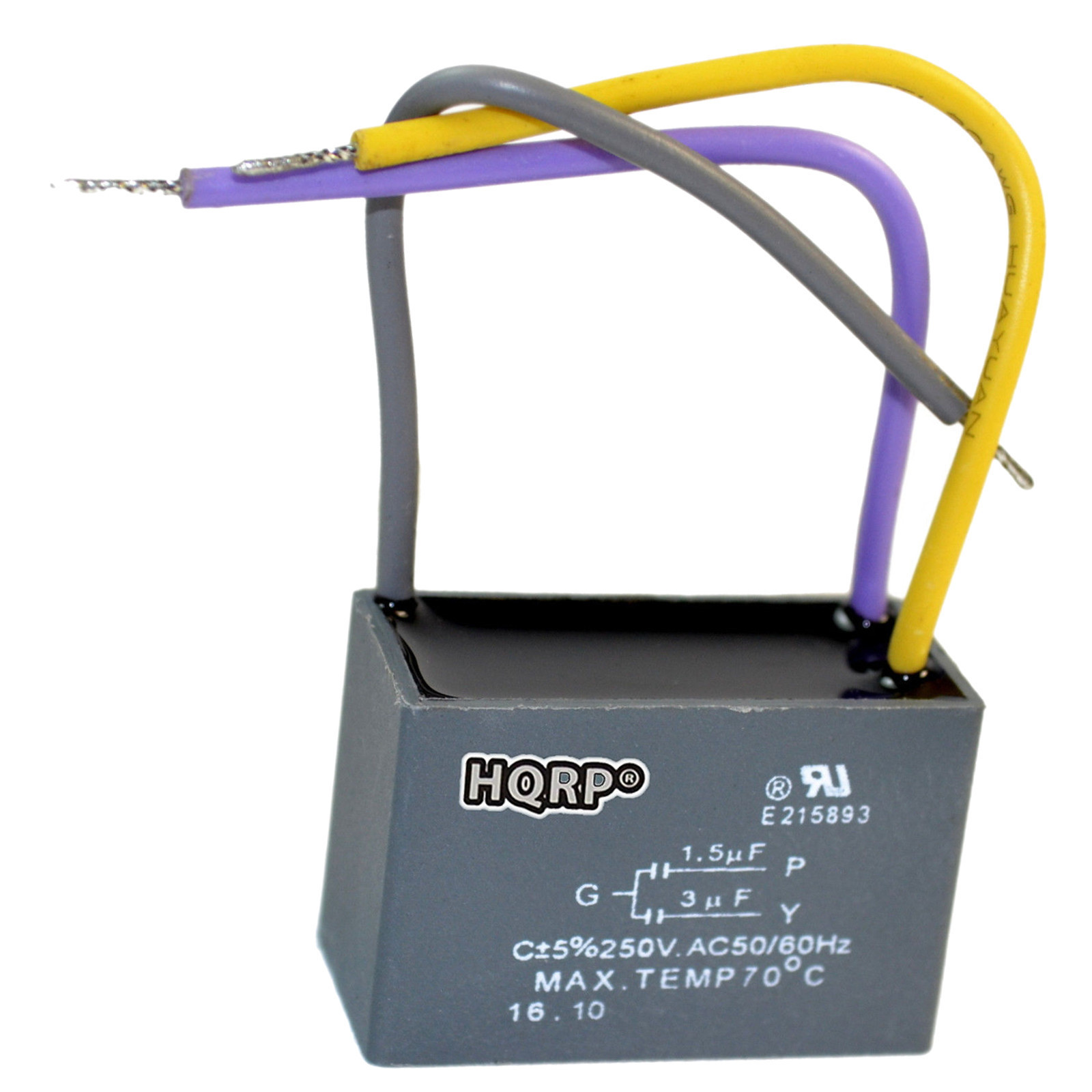 2-Pack HQRP Motor Capacitor for Hampton Bay Ceiling Fan 1.5uF+3uF 3 ...