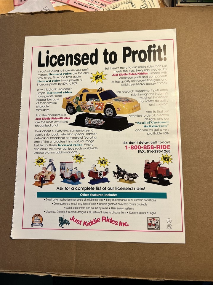 11-8” cartoon Network, snoopy, red Baron Batmobile kiddie rides, FLYER ...