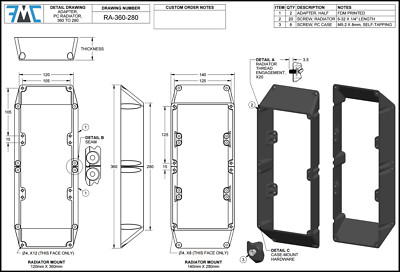 PC Fan Radiator AIO Reducer, 360mm Rad x 280mm Rad, Cowl, Shroud ...