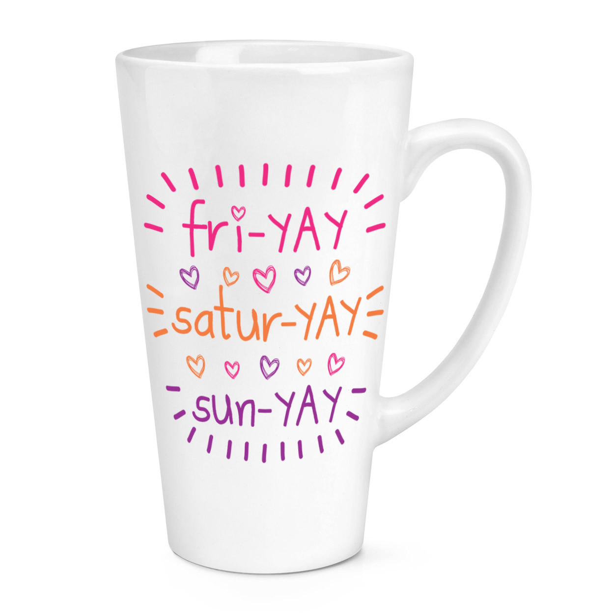 Fri-yay Satur-yay Sun-yay 17oz Large Latte Mug Cup - Funny Flamingos ...