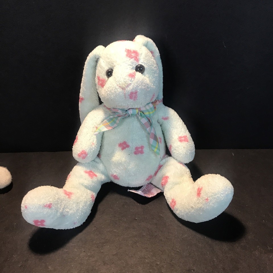 Russ Berrie & Co. Bunny Rabbit Jelly Bean Green w/ Pink Terry Cloth ...