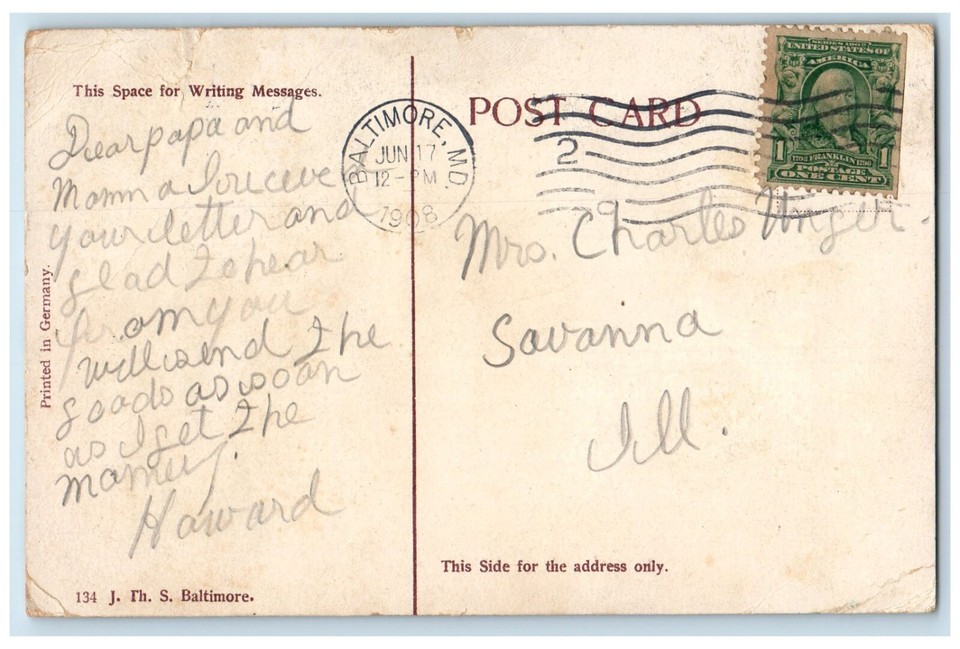 1908 Fair View Patapsco Boat Lake Baltimore Maryland MD Vintage Posted ...