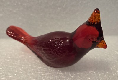 Vintage Fenton Ruby Red Glass Cardinal Bird Figurine Paperweight Loved ...