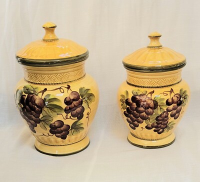 Vintage Casa Vero ~ Ceramic Canister Set ~ Tuscany Grape ~ Handmade | eBay