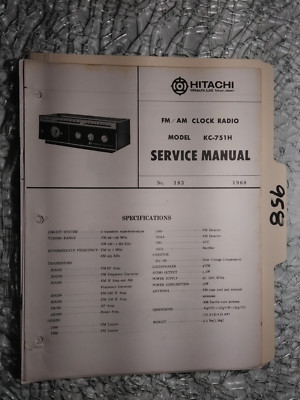 Hitachi kc-751 h service manual original repair book table top clock ...