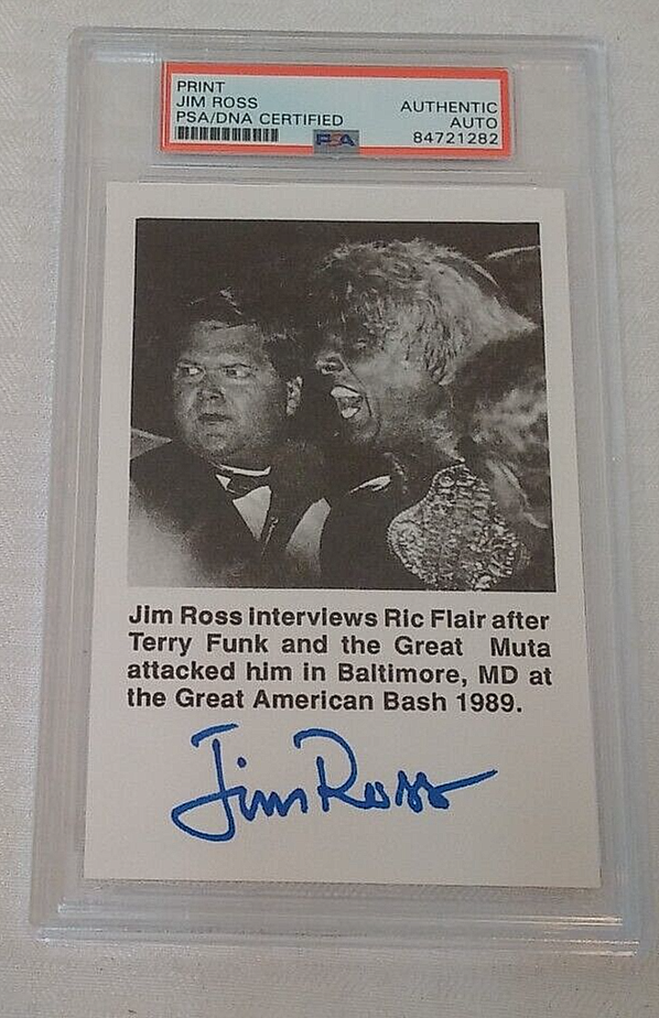 JIM ROSS Autographed Signed PSA Slabbed 3x5 Card WWE WWF WCW NWA JCP ...