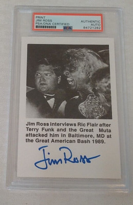 JIM ROSS Autographed Signed PSA Slabbed 3x5 Card WWE WWF WCW NWA JCP ...