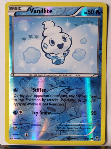 REVERSE HOLO Vanillite 43/162 LP - XY Breakthrough Pokemon Card - MAHOU ...