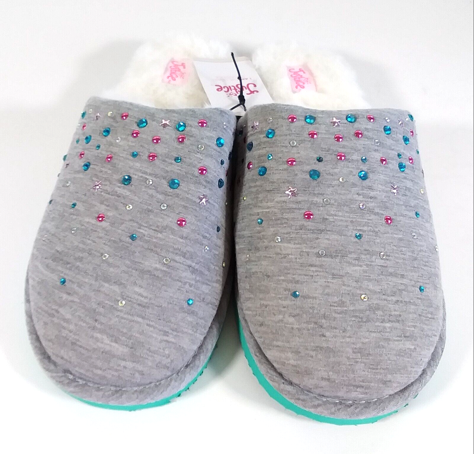 Justice Girls Slip On Cozy Slippers Size 2/3 Stars Jewels Colorful Kids ...