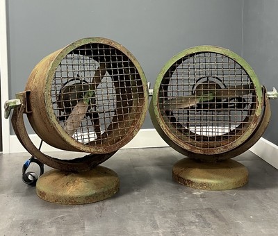 PAIR VINTAGE HARTZELL BARREL FANS Industrial Steam Punk Airplane Prop ...