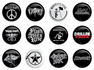 Crust Punk Bands Pack 3 Buttons/Pinbacks Witch Hunt From Ashes Rise ...