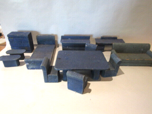 Vintage Flocked Wood Dollhouse Furniture Funky 1" Scale | eBay