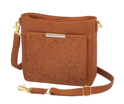 Gun Tote'n Mama Debossed USA Cowhide Slim Crossbody Tan | eBay