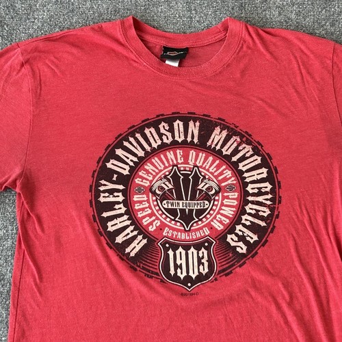 Harley Davidson Shirt Men Large Red Motorcycle T-shirt V-twin Logo | eBay