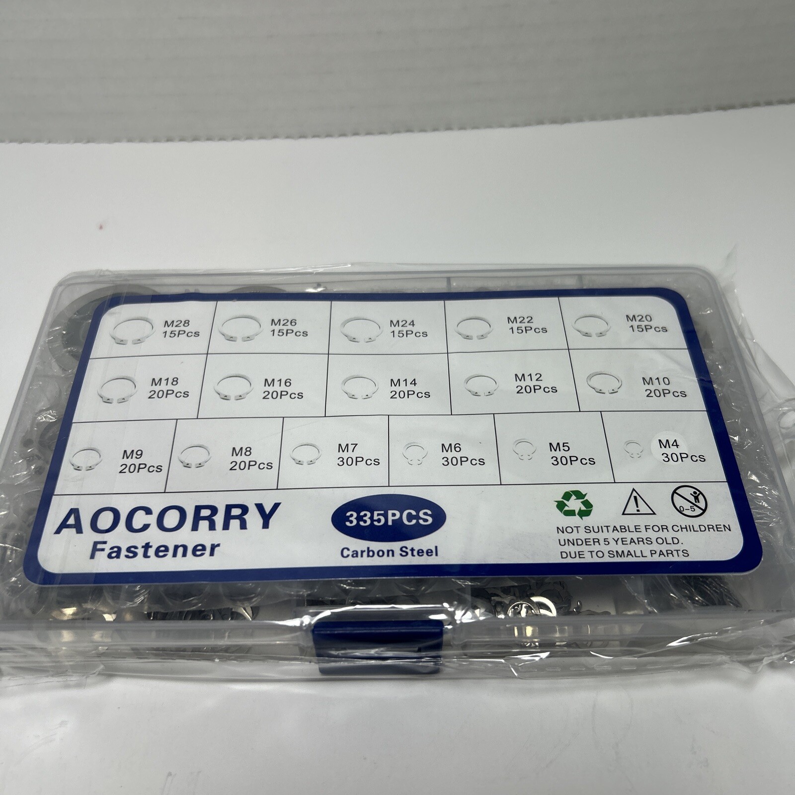 335PCS 16 Sizes Round Wire C-Clips Internal Snap Rings Assortment Kit ...