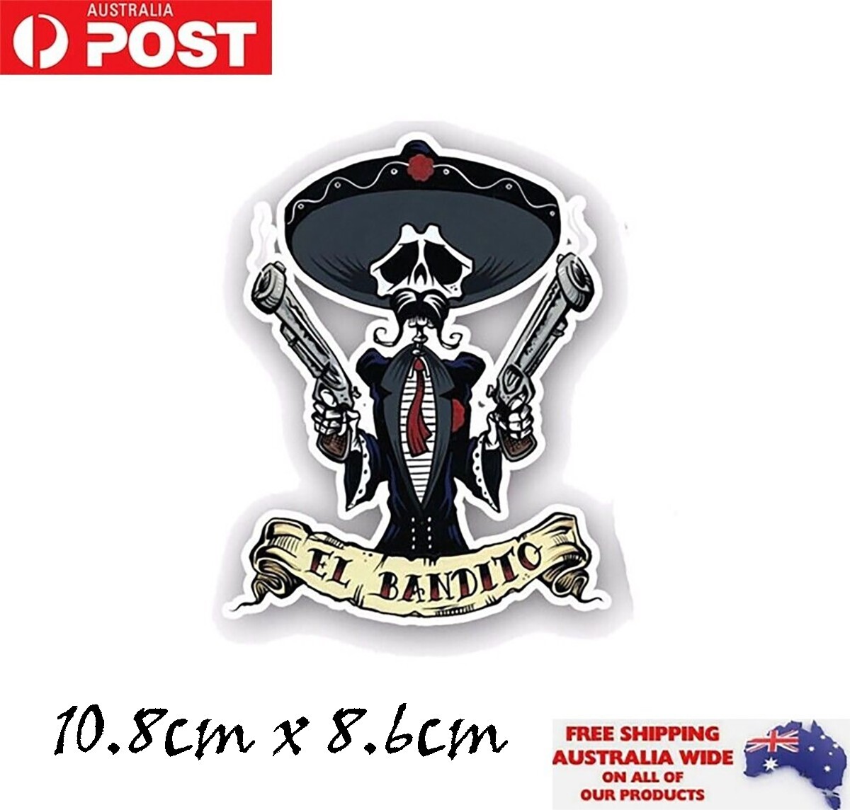 El Bandito Dead Skull Sticker PVC Vinyl Decal For Laptop Car Window Ute ...