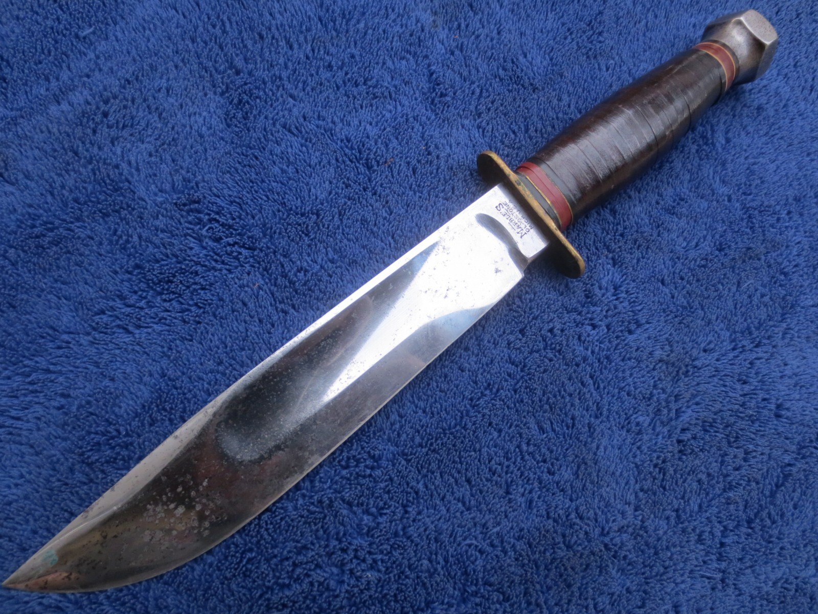 ANTIQUE ORIGINAL HEX POMMEL US MARBLE`S 7" BLADE IDEAL KNIFE AND ...