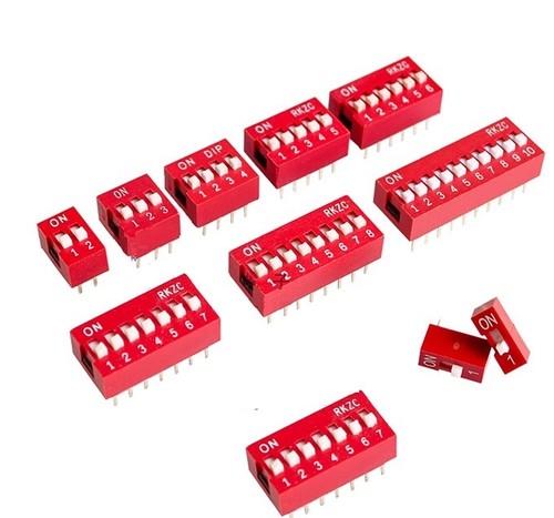 10Pcs Red 2.54mm Pitch Switch Ways Slide Type DIP 1 2 3 4 5 6 7 8 9 10 ...