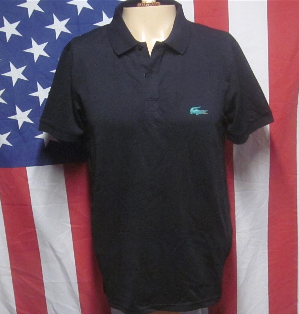 LACOSTE printed bigger logo Crocodile black polo shir… - Gem