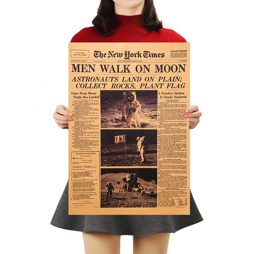 Vintage New York Times The Apollo 11 Moon Landing Poster Kraft Paper ...