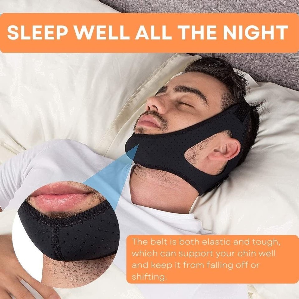 Anti Snore Chin Strap Stop Snoring Sleep Apnea Belt Jaw Support ...