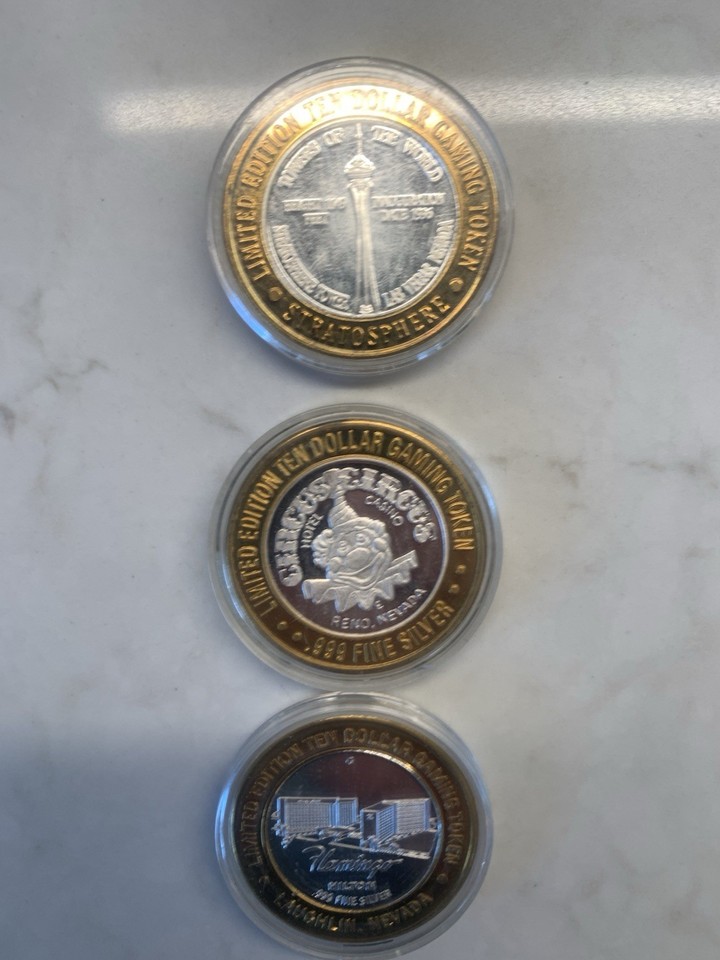 LOT of 21-$10 Collectable Casino Gaming tokens . A Variety of .999 Fine ...