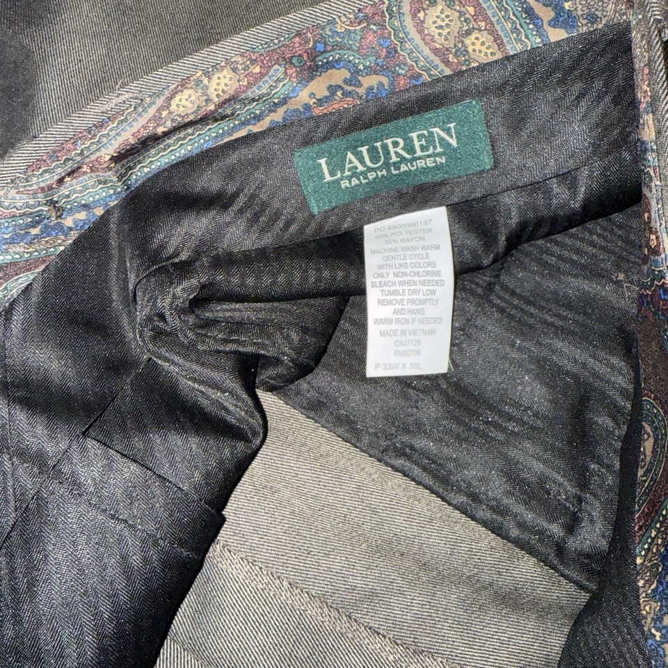 Lauren Ralph Lauren Men's 33x30 Dress Pants Brown Flat Front Dapper Classic | eBay