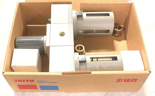 TAIYO 3/4" 1/2" Trio Filter Regulator Lubricator Air Combination Set ...