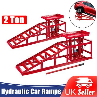 Hydraulic Car Ramps 2 Ton Pair Heavy Duty 2000kg Garage Jack Lift Ramp ...