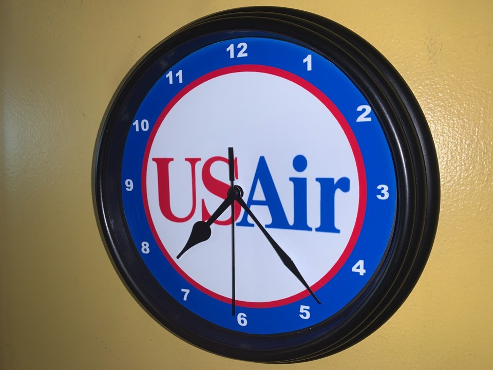 USAir Airline Airplane Pilot Stewardess Terminal Bar Advertising Clock ...
