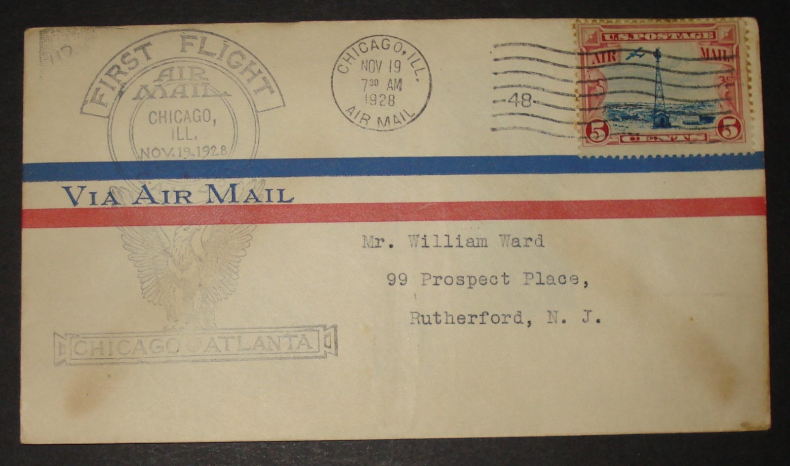 US #C11 FIRST FLIGHT AIRMAIL CHICAGO ILL - ATLANTA NOV 19, 1928 | eBay