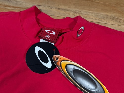 NWT VTG Oakley Y2K Blood Red METAL ICON O Logo Cotton Mock Neck LS ...