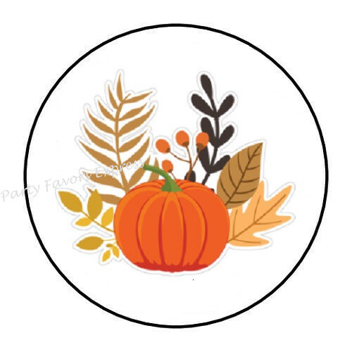 30 PUMPKIN FALL ENVELOPE SEALS LABELS STICKERS PARTY FAVORS 1.5" ROUND ...