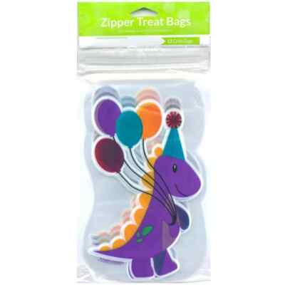 Little Dino Dinosaur Birthday Party 12 x Cello Bags Zipper Treat 12cm x ...