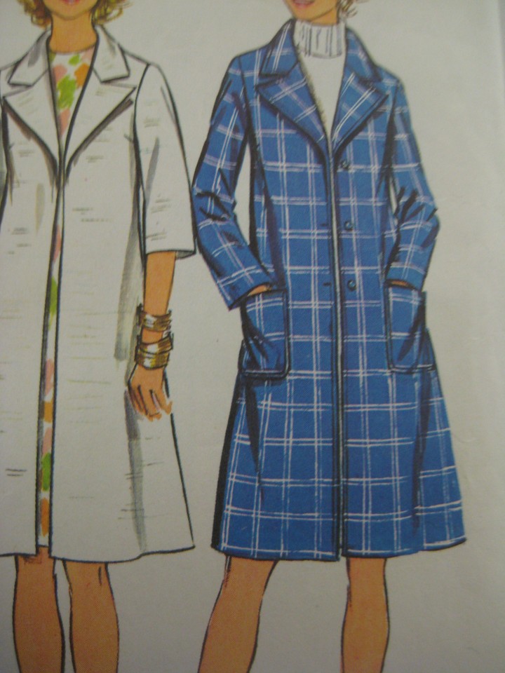 Vintage Simplicity 5526 OPTIONAL BUTTONING LINED COAT Sewing Pattern ...